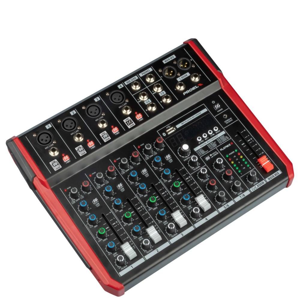 Proel PLAYMIX 8 Mixer mit Multieffekt, MP3-Player und Bluetooth | 00054558